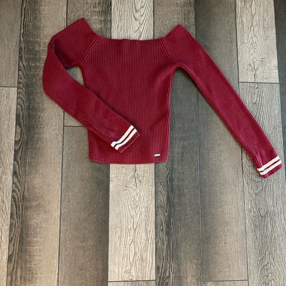 Hollister | Sweaters | Hollister Small Burgundy Off The Shoulder ...